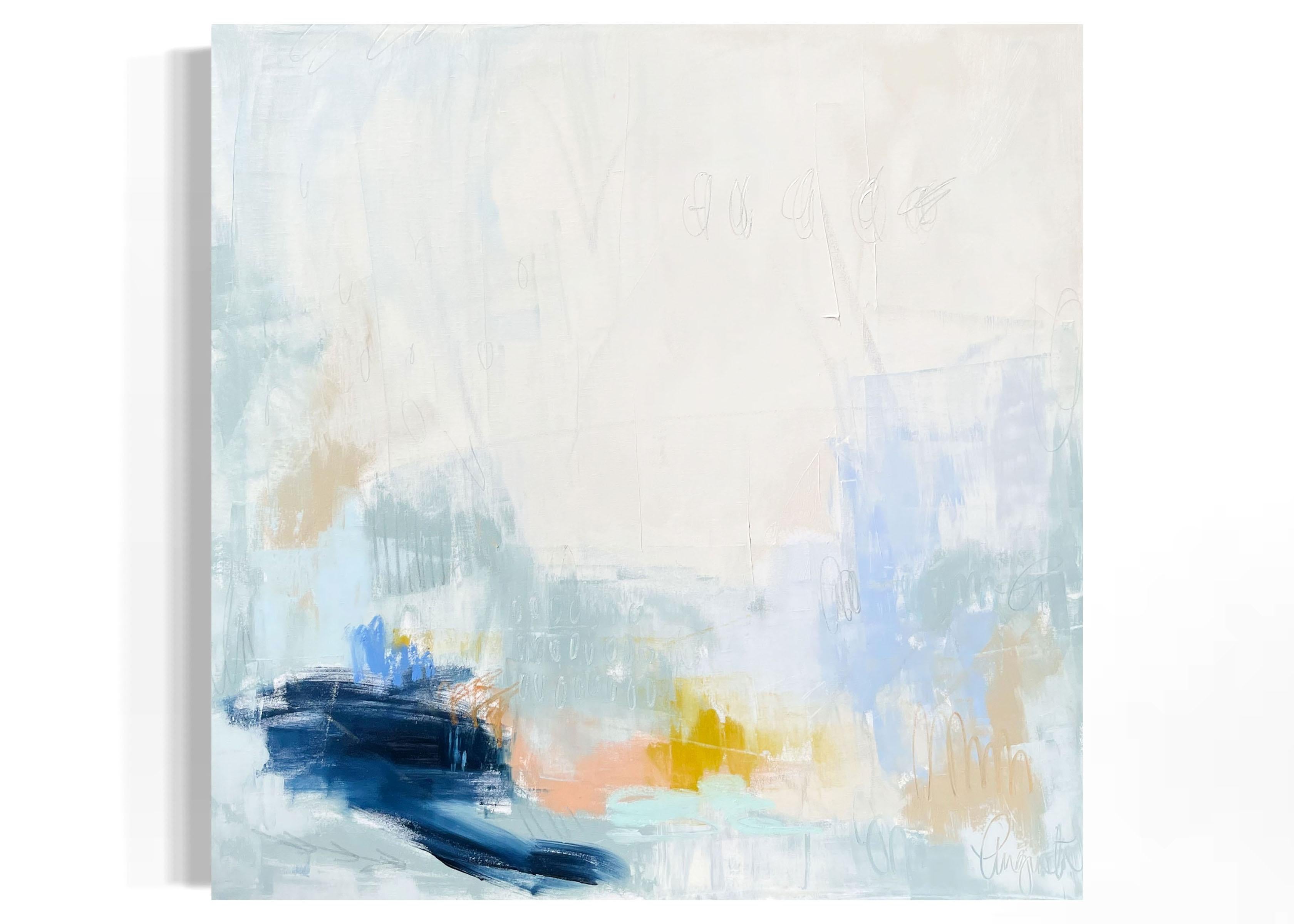 Augusta Wilson - "Belini Hour, " Abstract Oil Painting on Canvas, 48" x ...