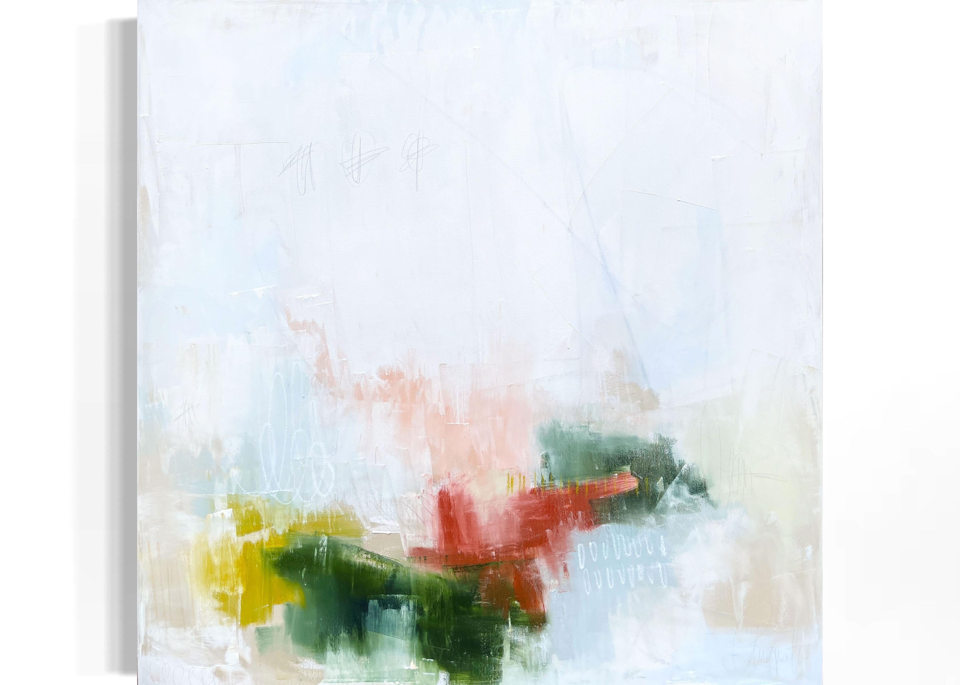 Augusta Wilson - "Belini Hour, " Abstract Oil Painting on Canvas, 48" x ...