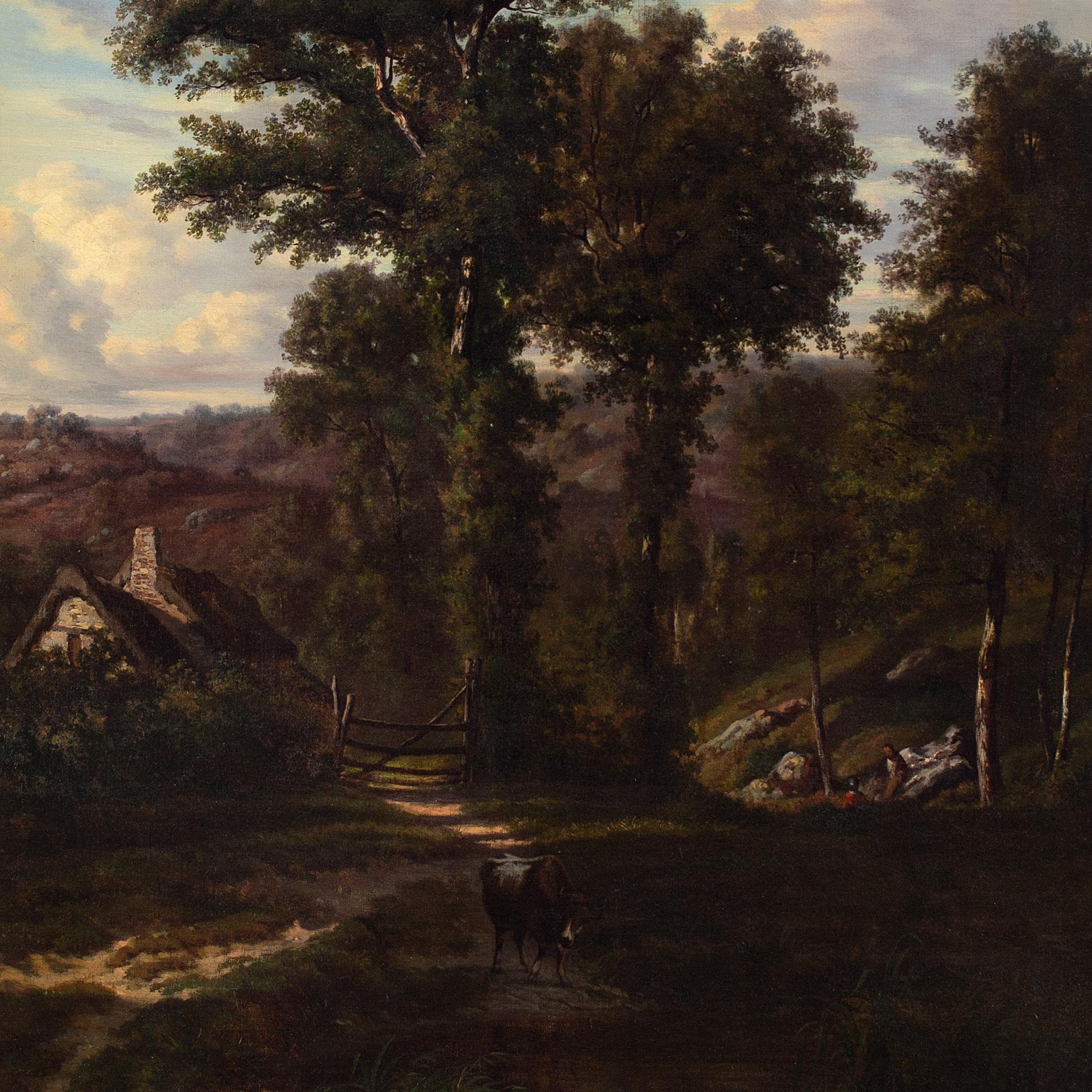 Auguste Bohm - Auguste Bohm Romantic Landscape With Oak Trees, Oil ...