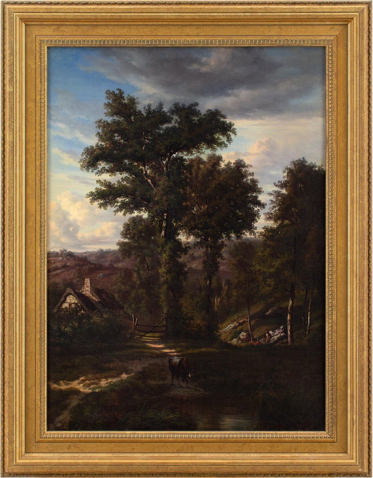 Auguste Bohm - Auguste Bohm Romantic Landscape With Oak Trees, Oil ...