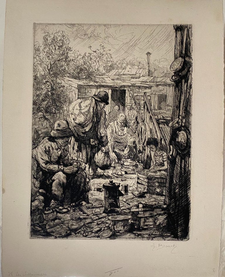 Auguste Brouet - Poors - Original Etching by Auguste Brouet - Early 20th Century at 1stDibs