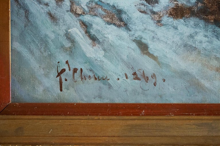 Auguste Chenu Oil on Canvas Snow Landscape, circa 1869 For Sale at 1stDibs