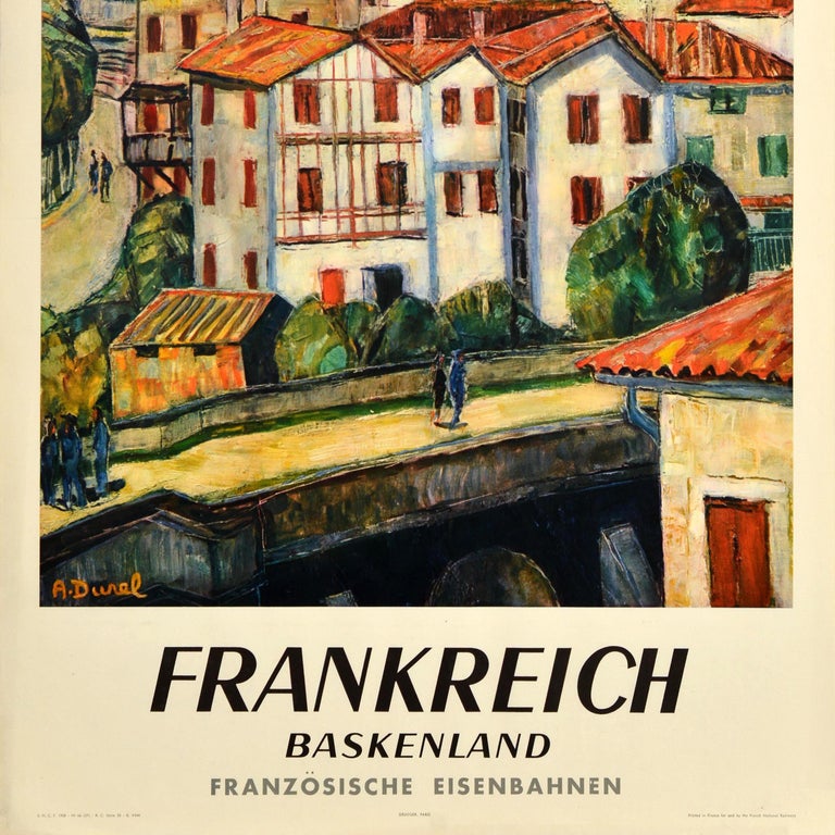 Auguste Durel - Original Vintage Railway Travel Poster Baskenland ...