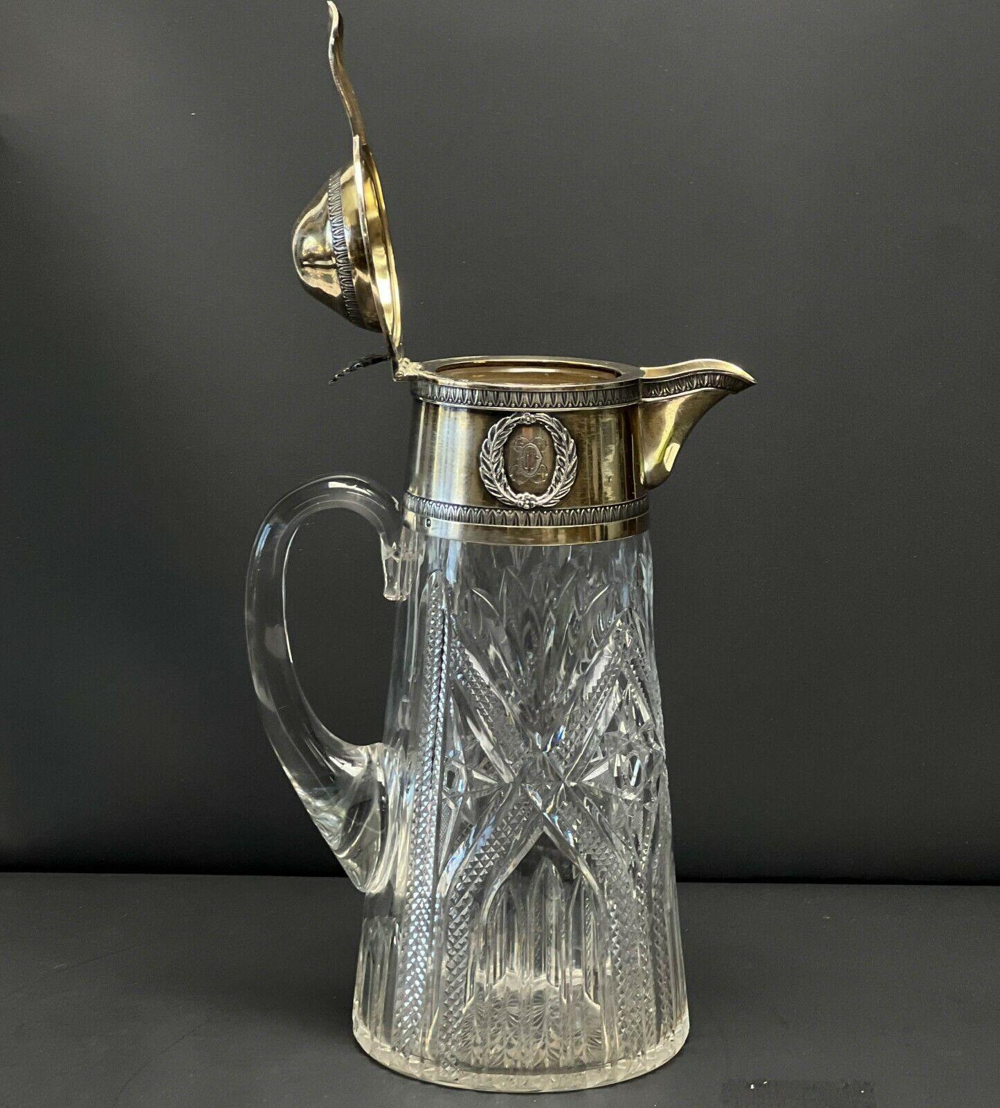 Auguste Leroy and Cie France Gilt 950 Silver Mounted Cut Glass Pitcher ...
