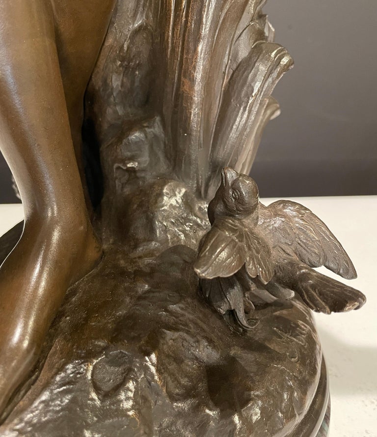 Auguste Moreau Bronze "Jeune Fille a L'oiseauuguste" Young Girl For ...