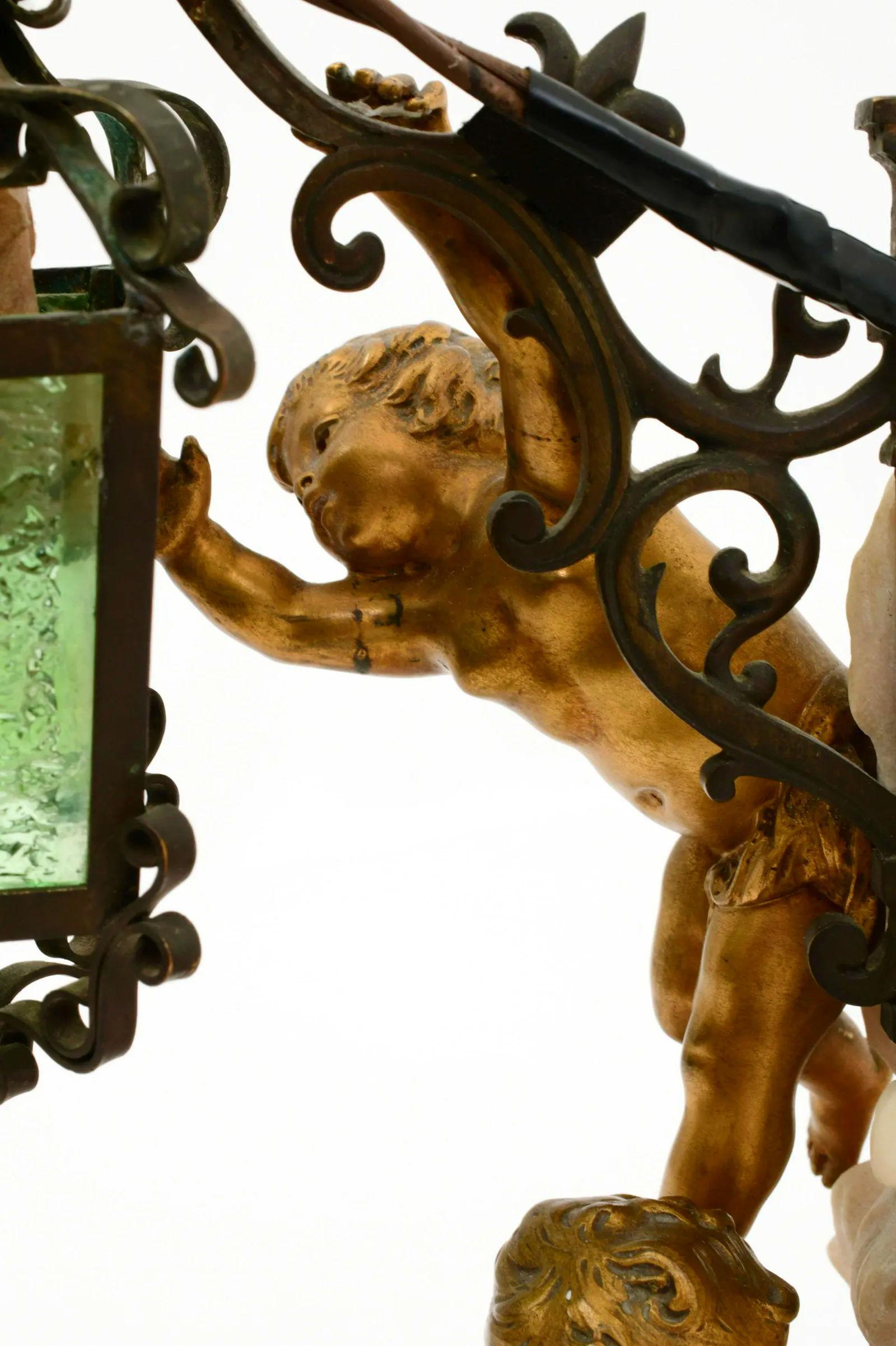 Auguste Moreau Figural Gilt Bronze and Marble French Table Lamp For ...