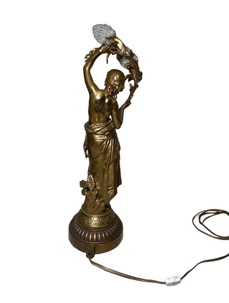 Auguste Moreau Gypsy Sculpture Table Lamp For Sale at 1stDibs