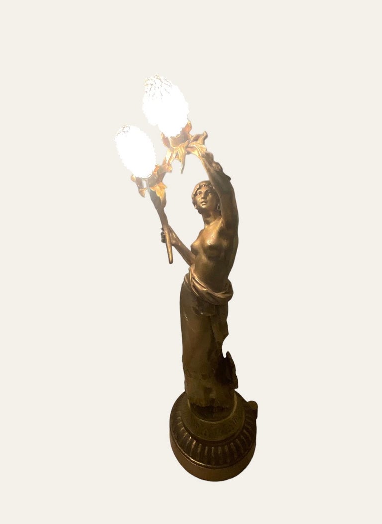 Auguste Moreau Gypsy Sculpture Table Lamp For Sale at 1stDibs