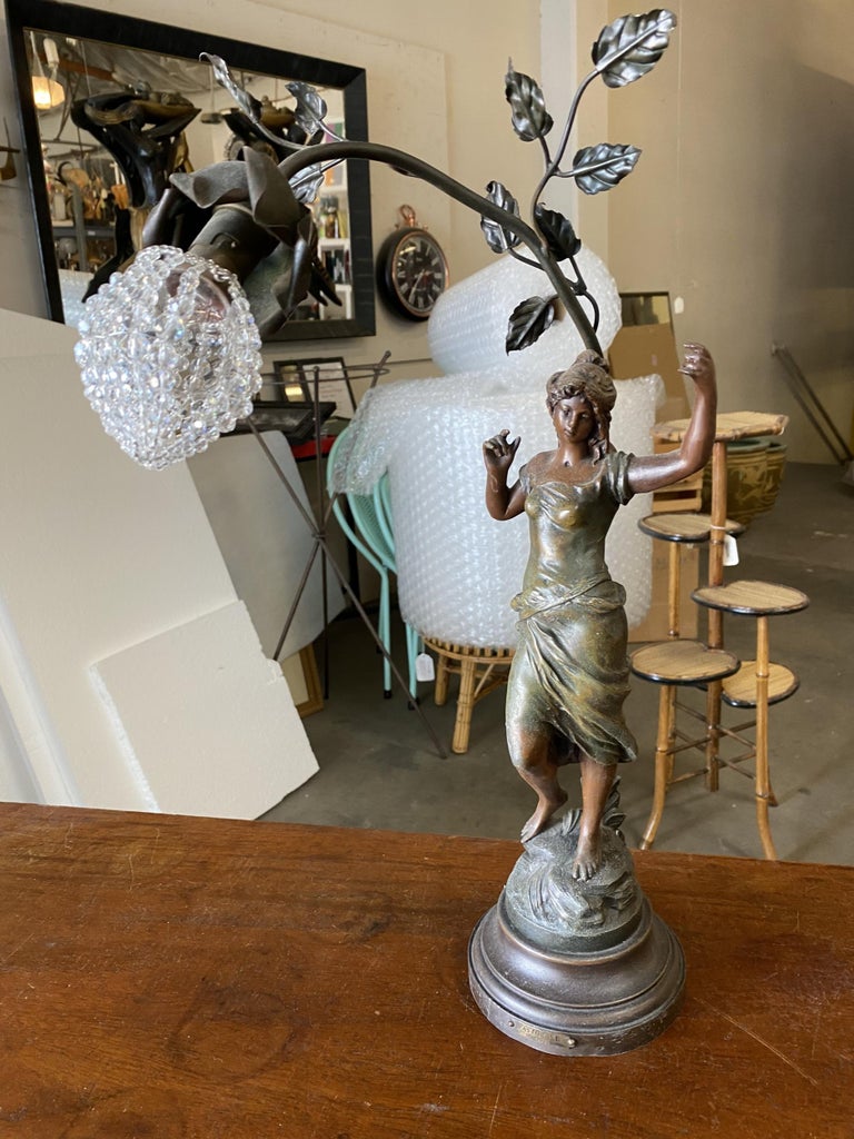 Auguste Moreau Signed Bronze-Plated Spelter Female Art Nouveau Figural ...