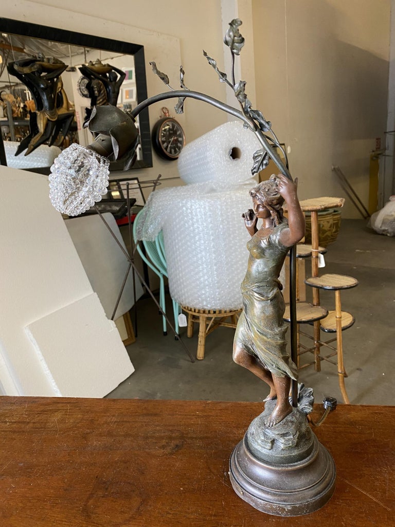 Auguste Moreau Signed Bronze-Plated Spelter Female Art Nouveau Figural ...