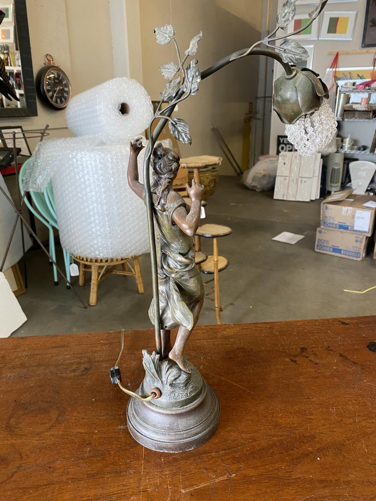 Auguste Moreau Signed Bronze-Plated Spelter Female Art Nouveau Figural ...