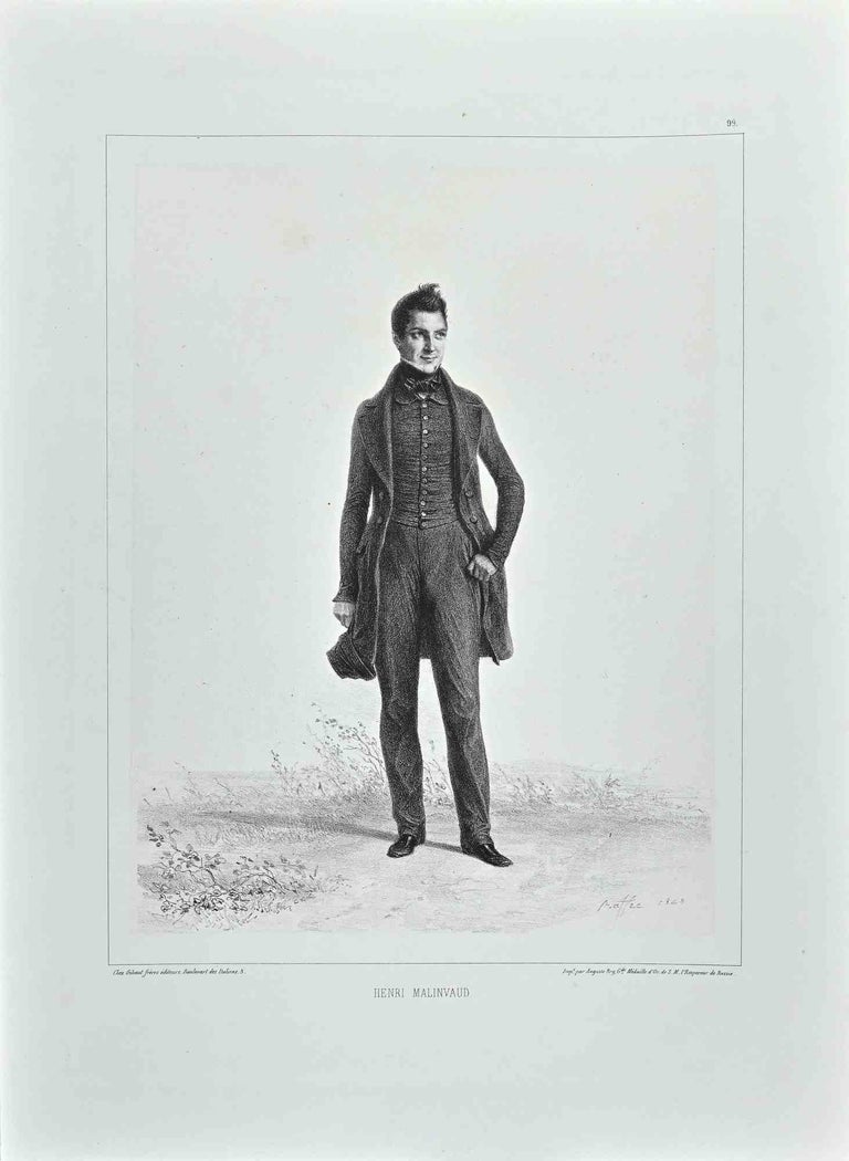 Auguste Raffet - Portrait of Henri Malinvaud- Original Lithograph by ...