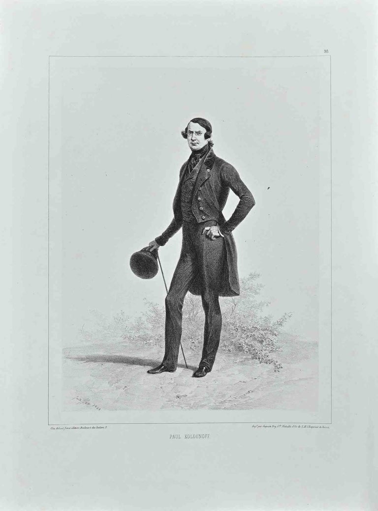 Auguste Raffet - Portrait of Paul Kolounoff- Original Lithograph by ...