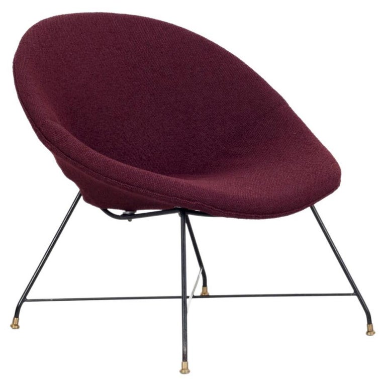 Augusto Bozzi Chair with Dark Red Fabric, Italy 1950, Saporiti For Sale ...