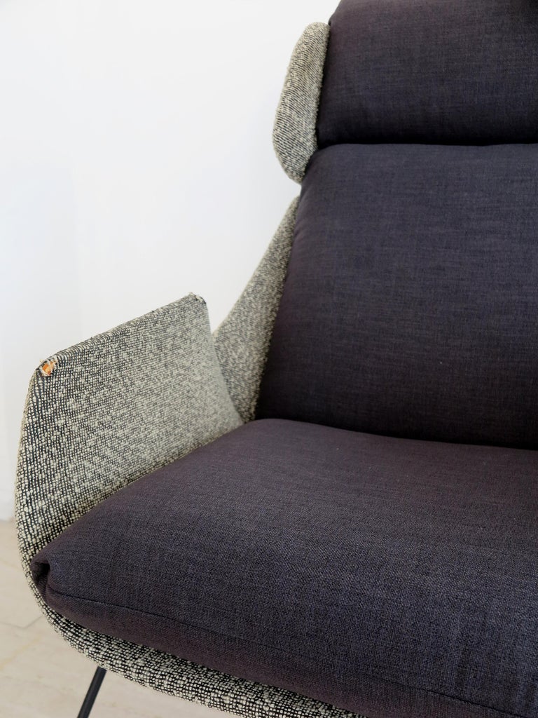 Augusto Bozzi Midcentury Fabric and Metal Armchair for Saporiti Italia ...