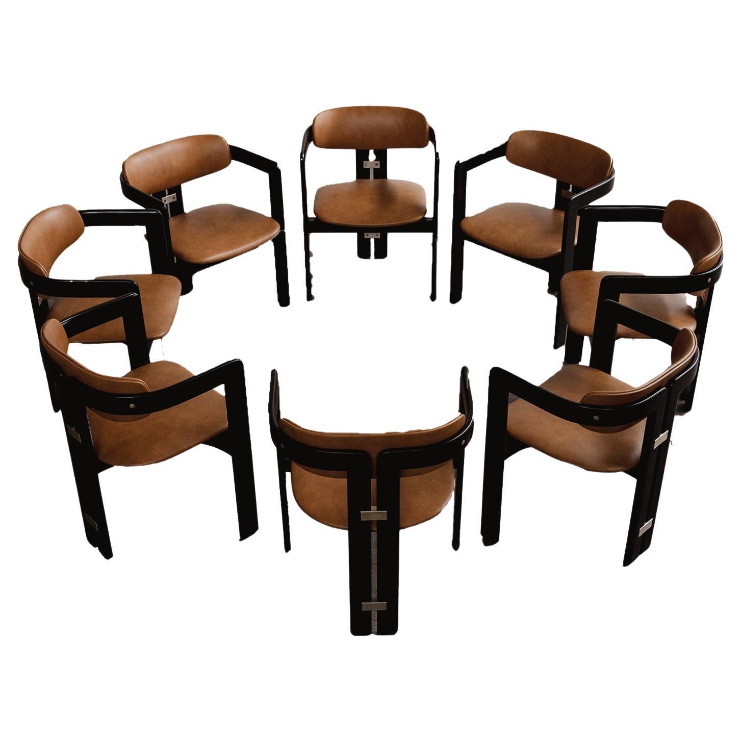 Augusto Savini for Pozzi 'Pamplona' Dining Chair in Ash and Red Leather ...