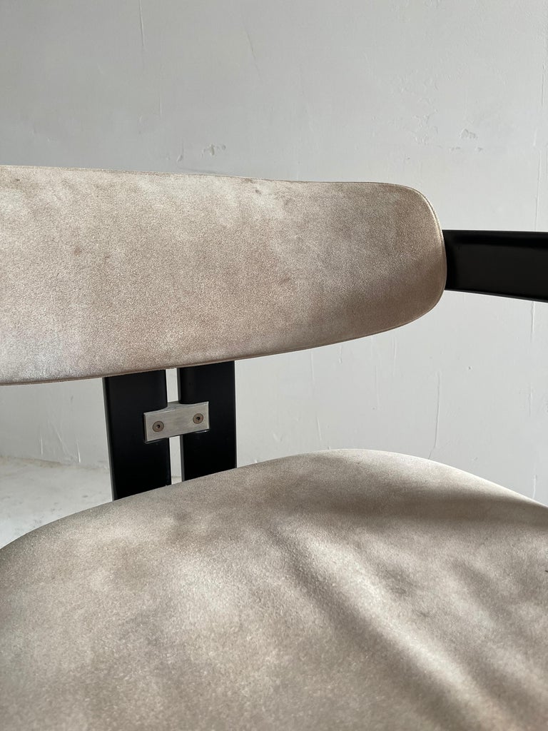 Augusto Savini Pamplona Suede Leather Set 5 Dining Chairs by Pozzi ...