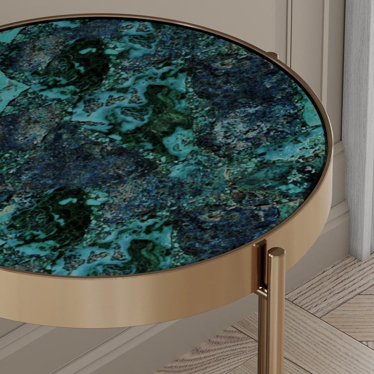 Aura Side Table of Gemstone and Brass, Made in Italy For Sale at 1stDibs