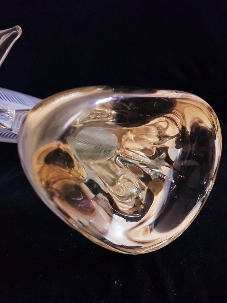 Middle of century large murano glass reticello with gold leaf swordfish ...