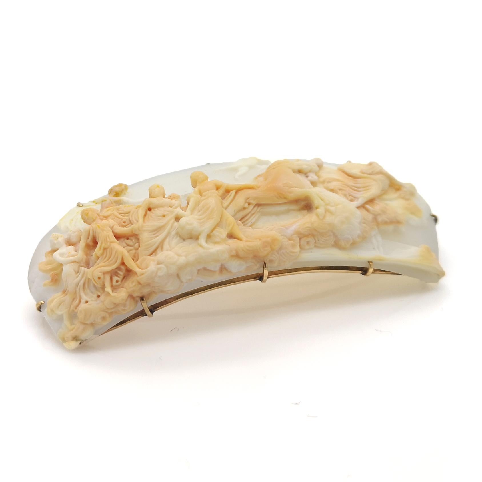 Aurora and Apollo Shell Cameo Brooch at 1stDibs