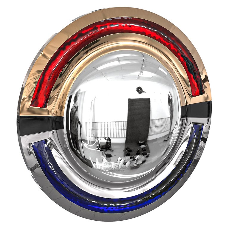 "Aurora" Convex Wall Mirror with Bronze and Glass Decoration, Istanbul ...