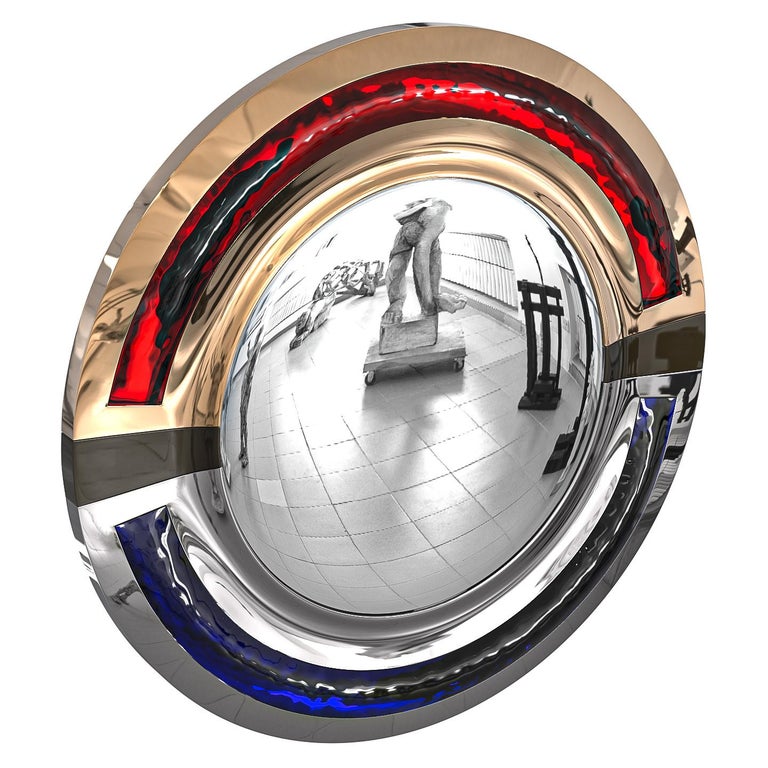 "Aurora" Convex Wall Mirror with Bronze and Glass Decoration, Istanbul ...