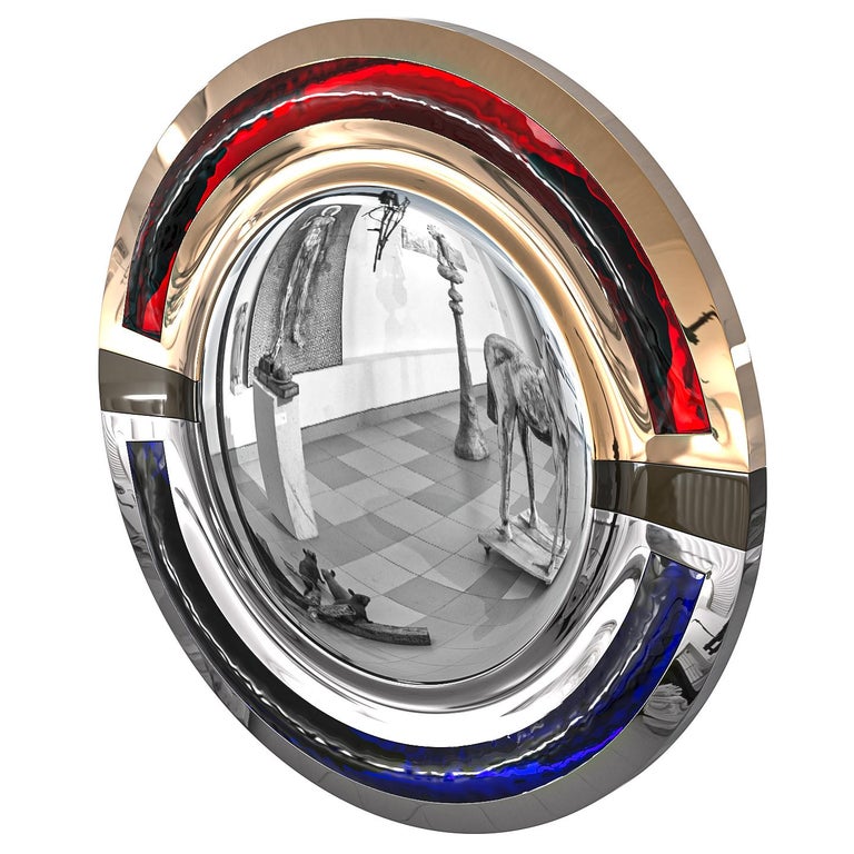 "Aurora" Convex Wall Mirror with Bronze and Glass Decoration, Istanbul ...