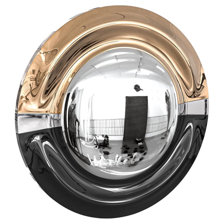 "Aurora" Convex Wall Mirror with Bronze and Stainless Steel, Istanbul ...