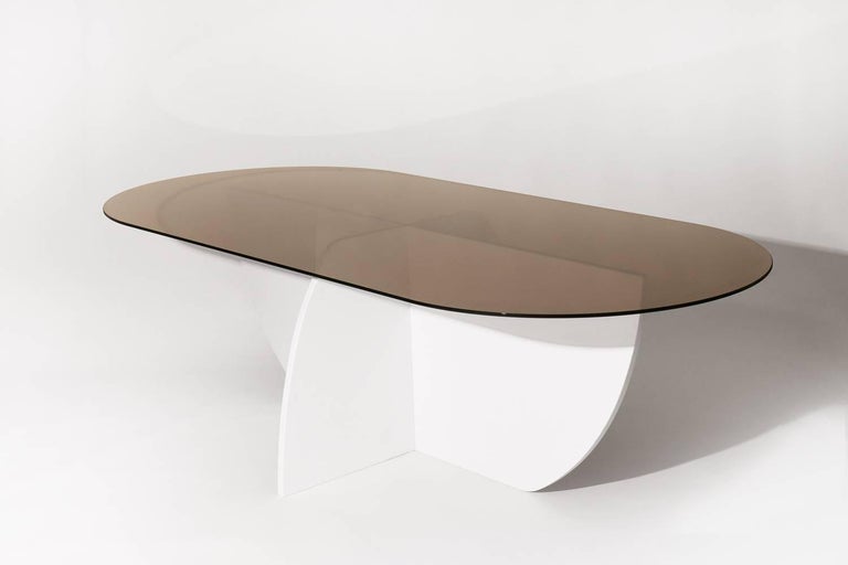Aurora Dining Table, White Mosaic Base / Bronze Glass For Sale at 1stdibs