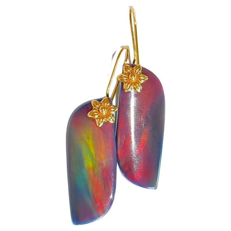 Aurora Synthetic Lab Grown Opal in 18K Solid Yellow Gold For Sale at ...