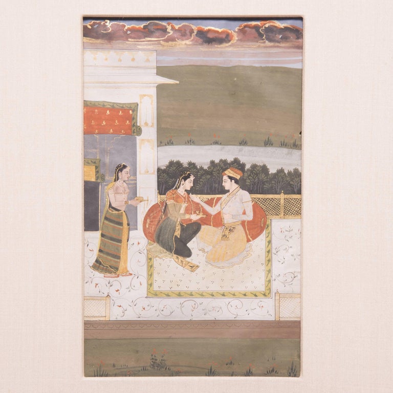 "Auspicious Meeting with Prince" Mughal Miniature Painting For Sale at ...