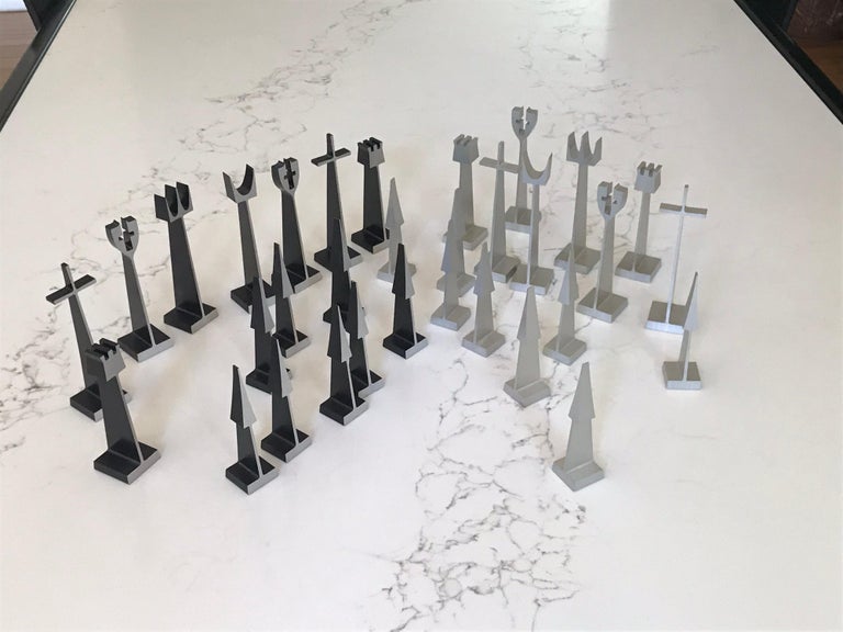 Austin Cox Modernist Aluminum Chess Set, 1962 at 1stDibs