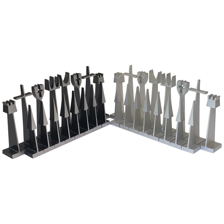 Austin Cox Modernist Aluminum Chess Set, 1962 at 1stDibs