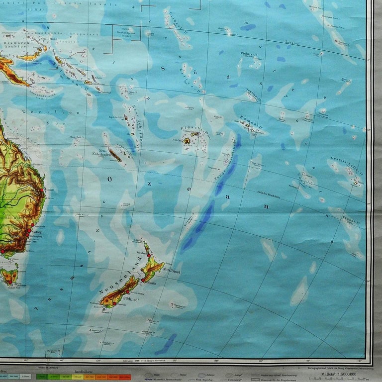 Australia and Oceania Vintage Art Map Poster Rollable Wall Chart Mural ...