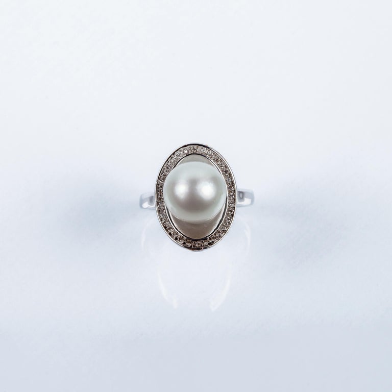 Australian Pearl Shell Ring in 18 Karat White Gold and Diamonds For ...