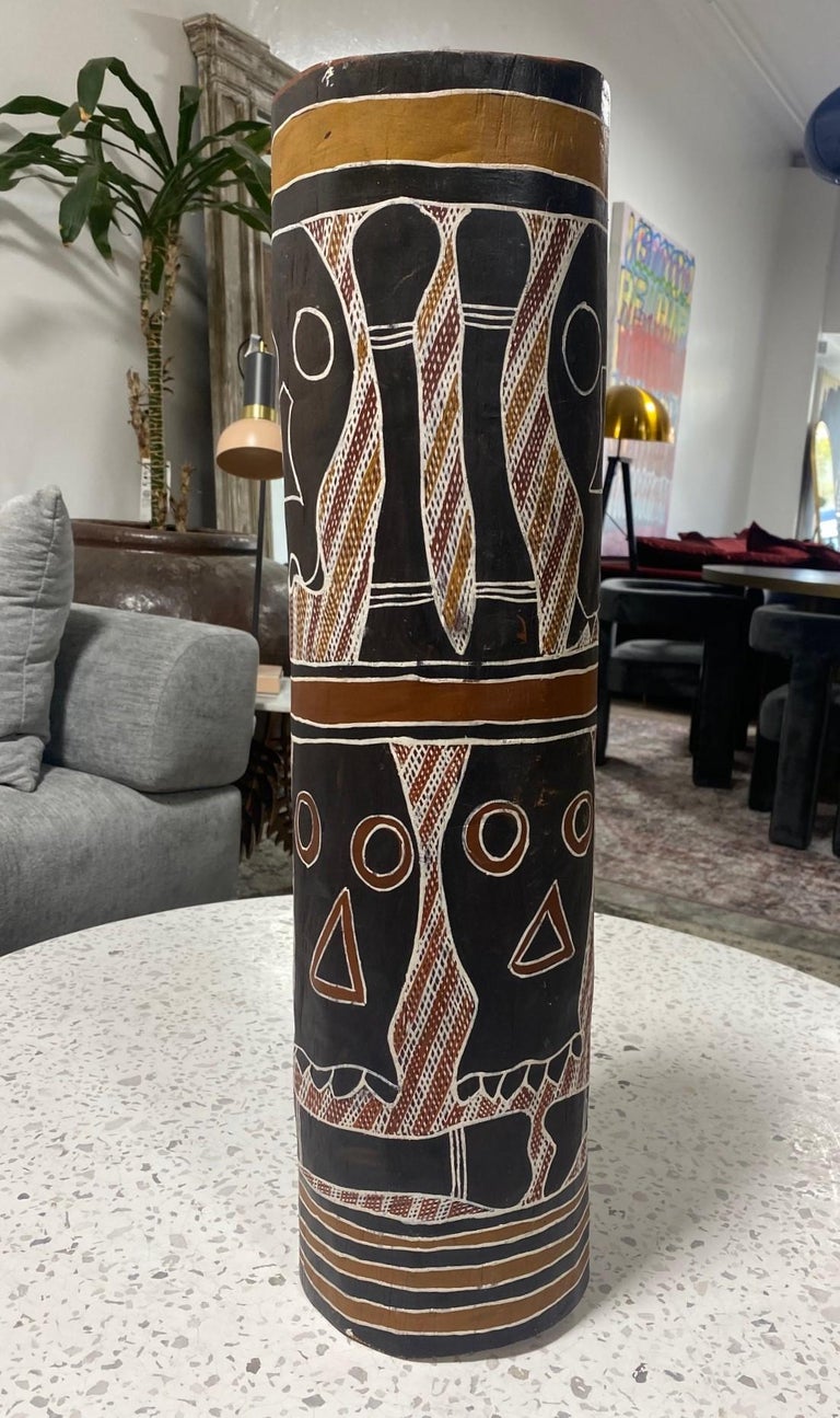 Australian Aboriginal Art Carved Wood Log Bone Totem Coffin with Skull ...