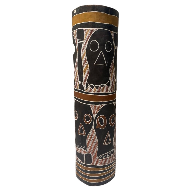 Australian Aboriginal Art Carved Wood Log Bone Totem Coffin with Skull ...