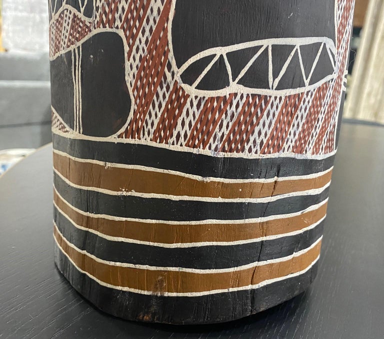 Australian Aboriginal Art Carved Wood Log Bone Totem Coffin with Skull ...