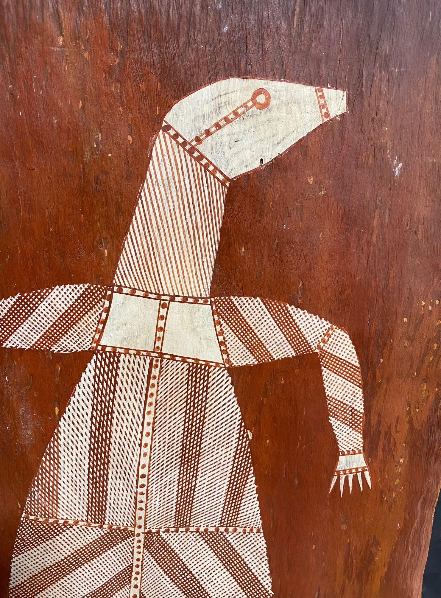Australian Aboriginal Art David Milaybuma Goanna Lizard Mounted Bark ...