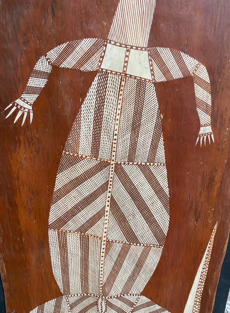 Australian Aboriginal Art David Milaybuma Goanna Lizard Mounted Bark ...