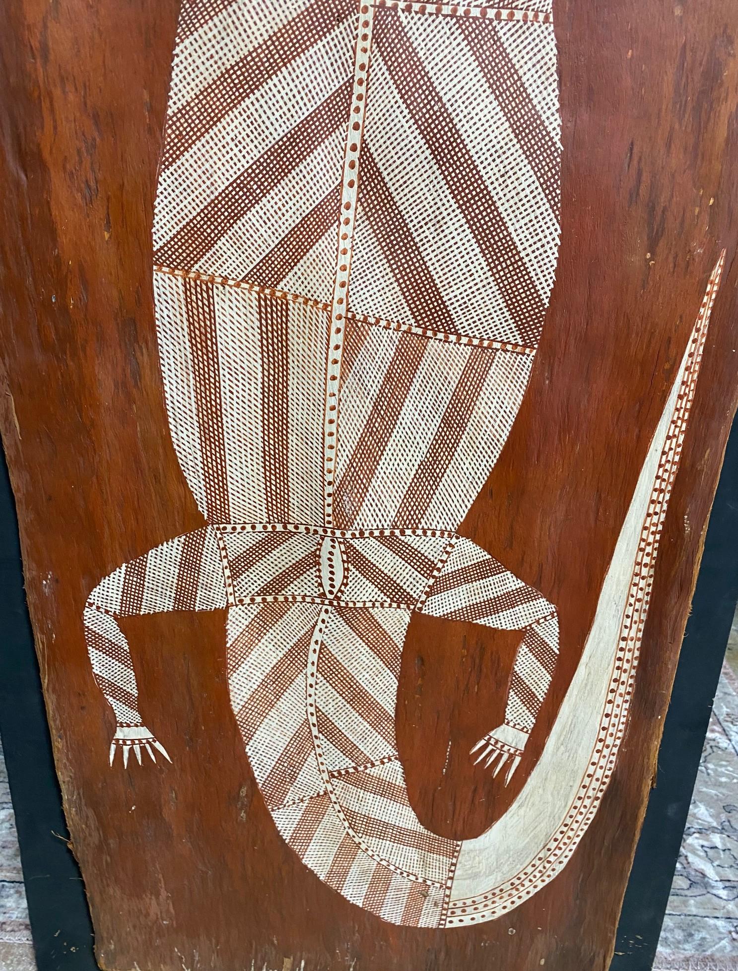 Australian Aboriginal Art David Milaybuma Goanna Lizard Mounted Bark ...