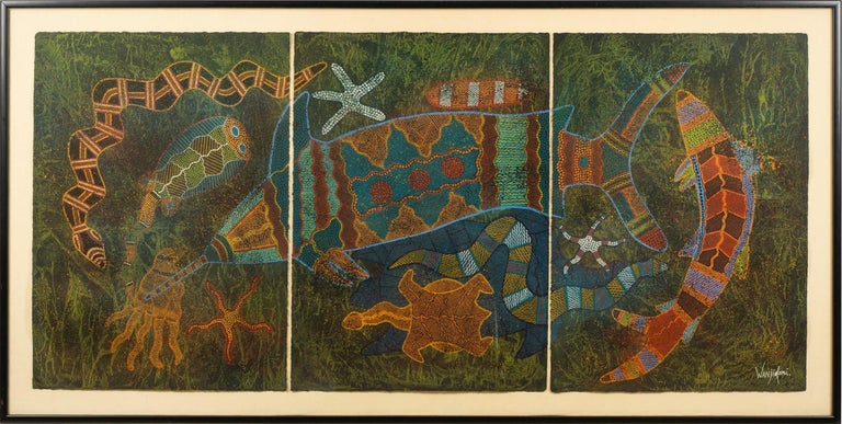 Australian Aboriginal Art Leanna Wanjidari Reid Signed Black Marlin ...