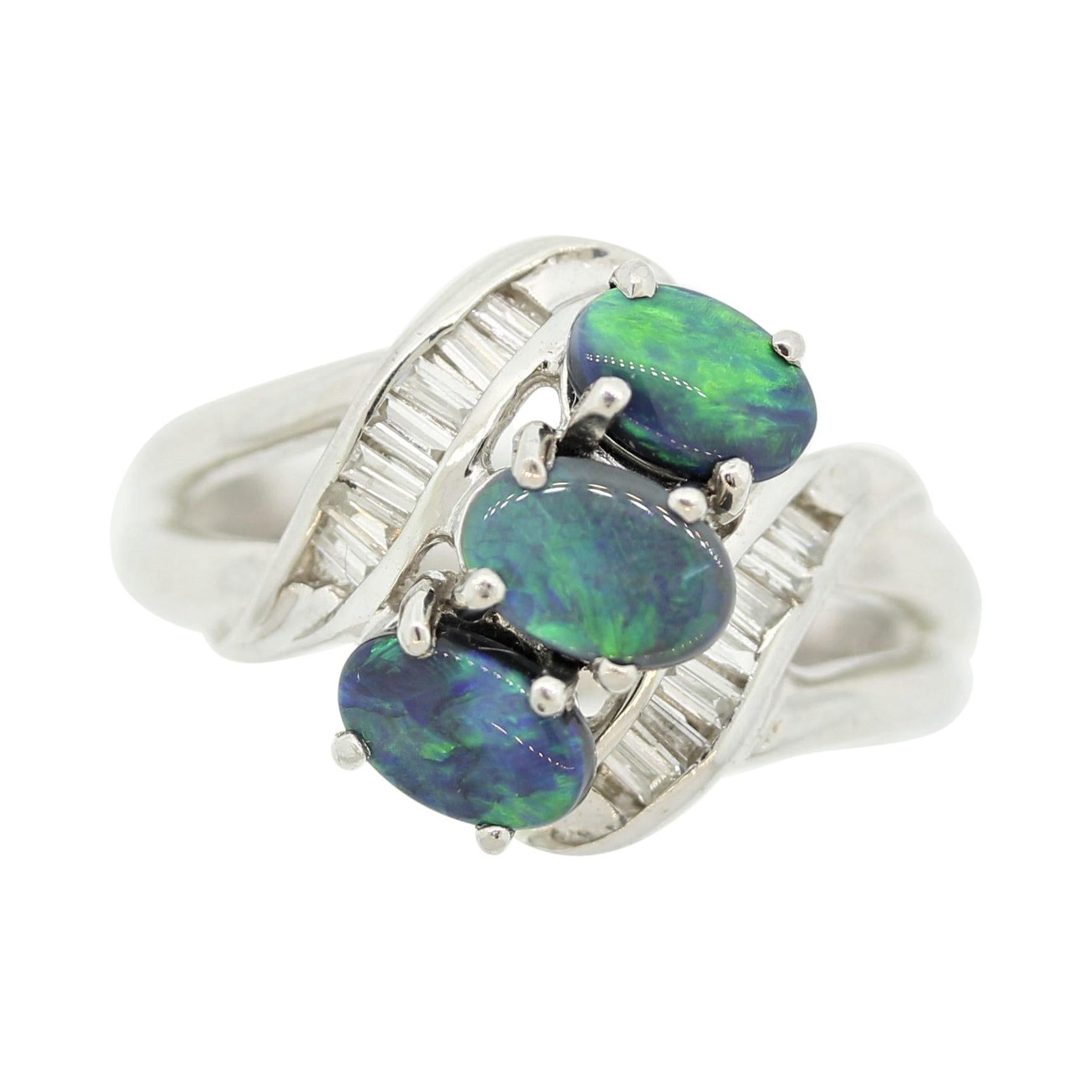 RUSSER Black Opal and Diamond Ring For Sale at 1stDibs