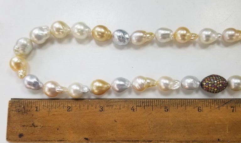 "Australian" Natural Multi-Color Baroque Pearl Necklace For Sale at 1stDibs
