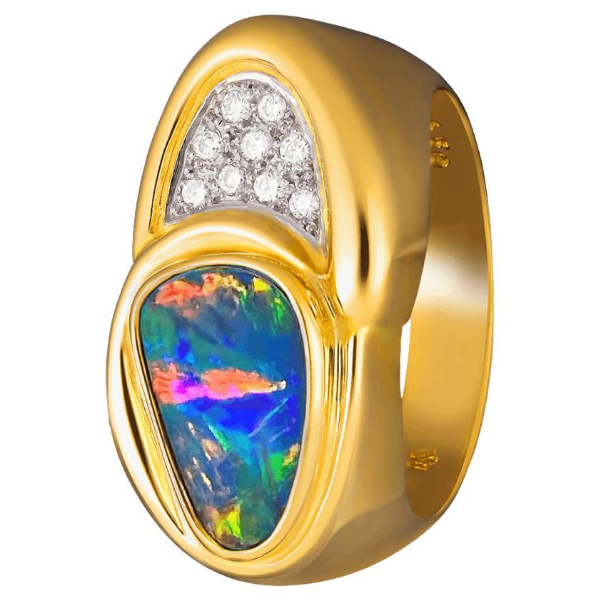 Australian Boulder Opal Diamond Platinum Ring For Sale at 1stDibs