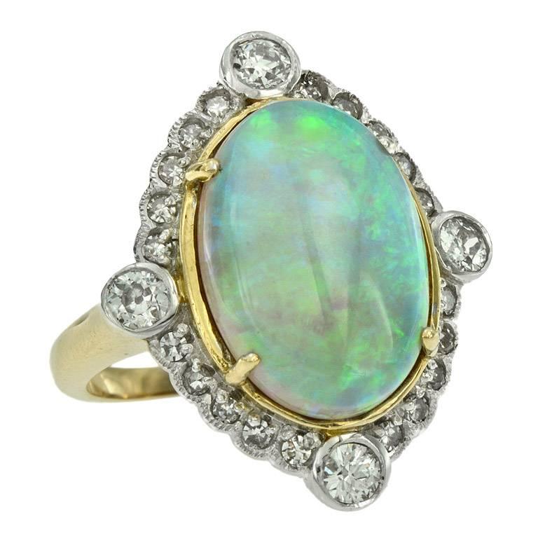 Australian Opal 5.70 Carat Diamond Cocktail Ring at 1stDibs