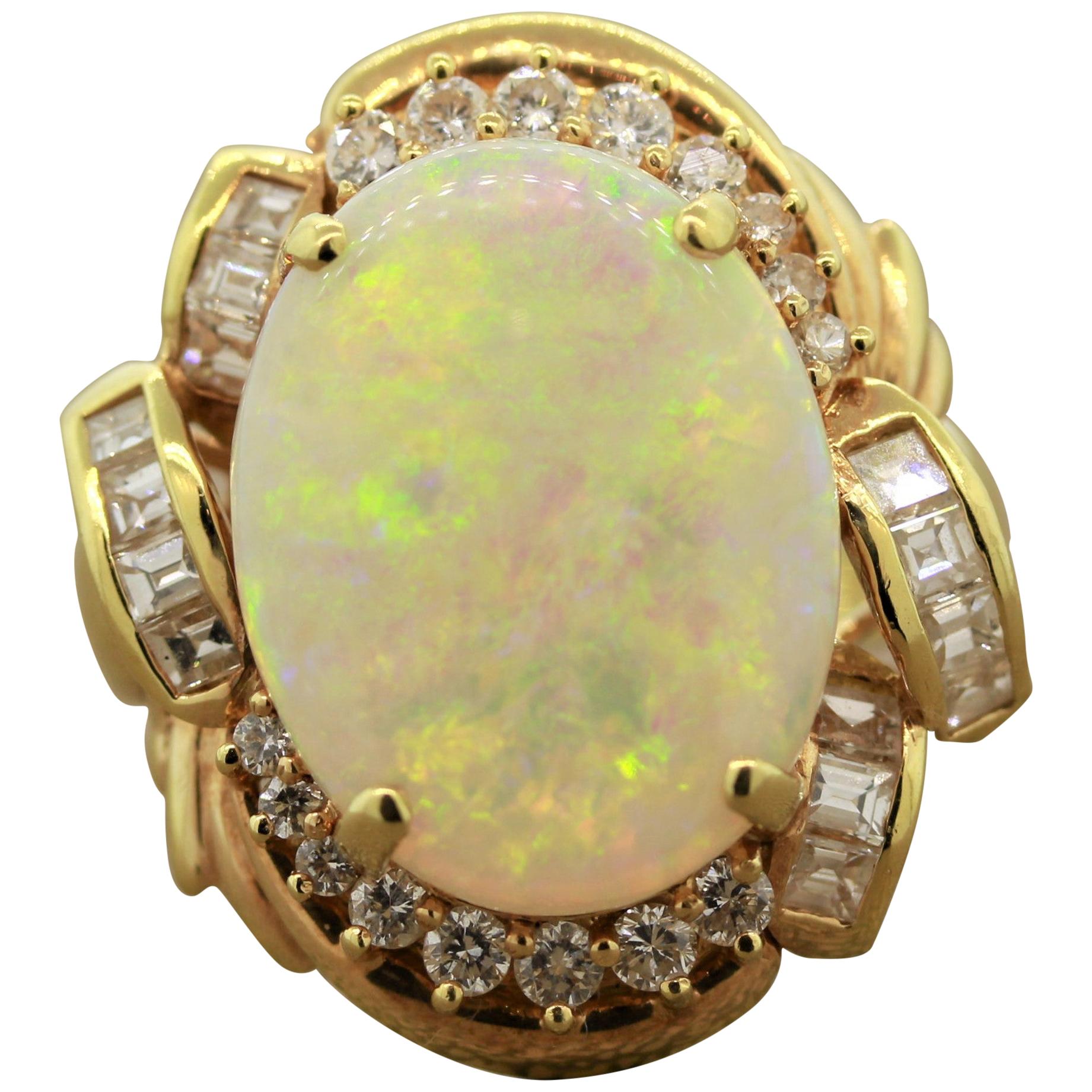 Australian Opal Diamond Ring For Sale at 1stDibs