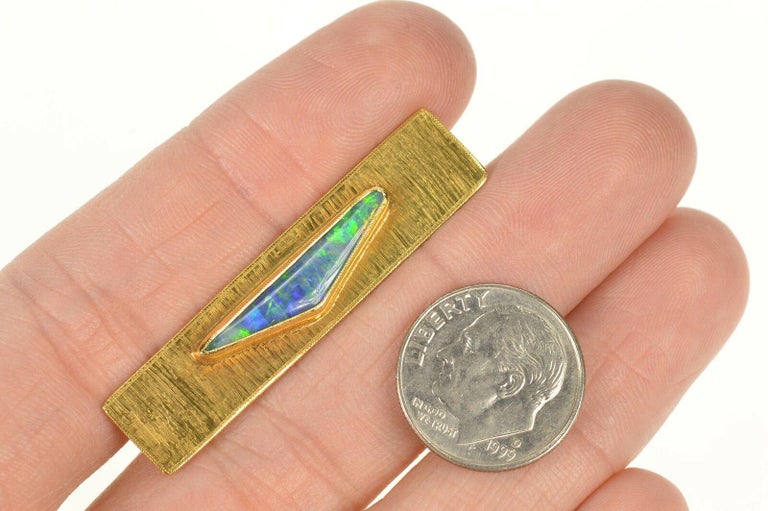 Australian Opal Inset Gold Tie Bar For Sale at 1stDibs | opal tie bar