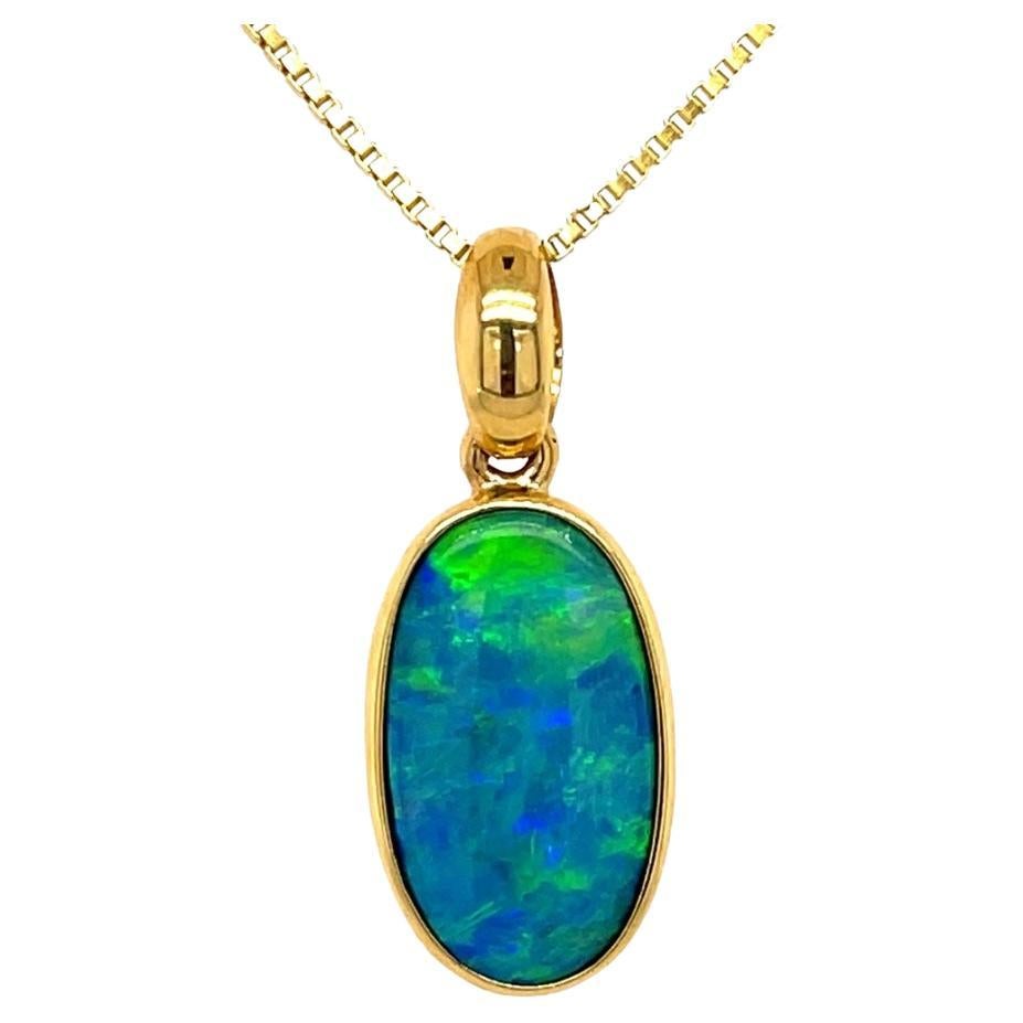 Australian 1.32ct Premium Quality Opal Doublet Pendant in 18K Yellow ...