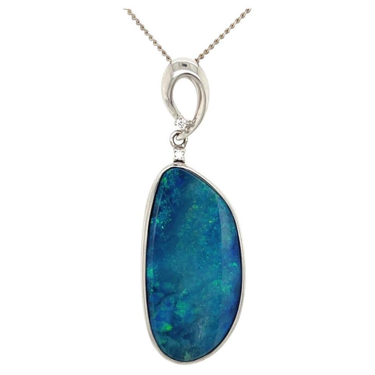 Australian Premium Quality Opal Pendant Set in Sterling Silver at 1stDibs